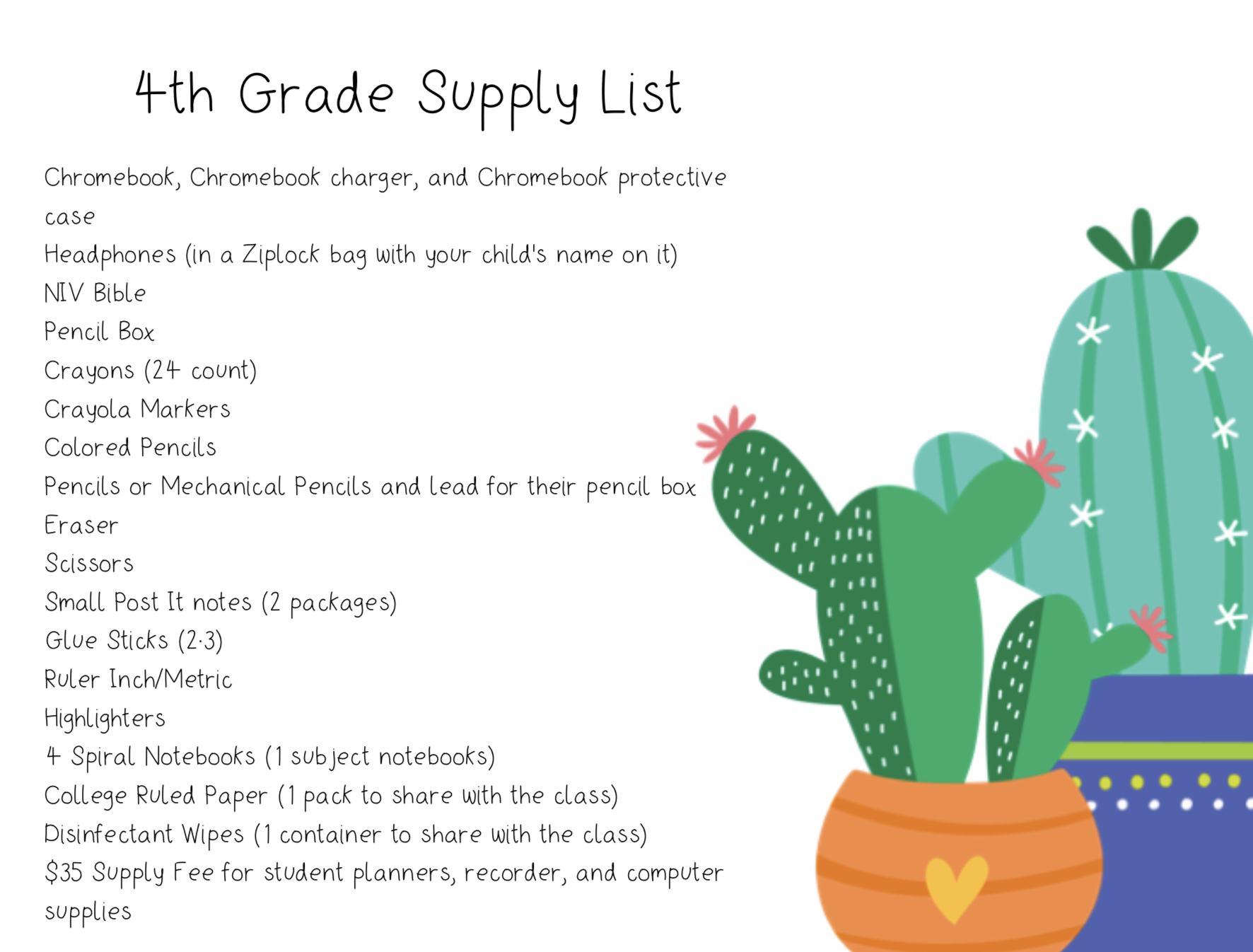 Supply & Wish List --- - mrsprince4thgrade