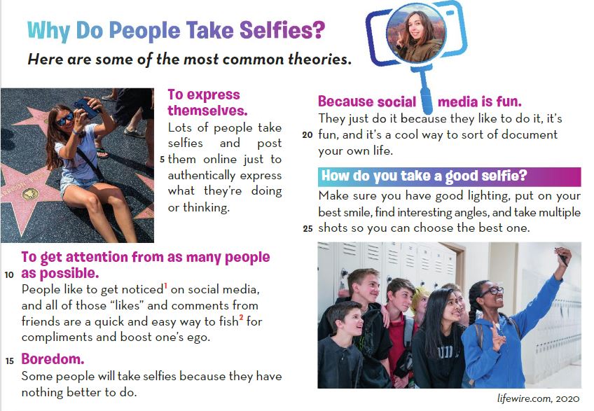 Unit 1- Selfies - Site de english-is-fun-houtland