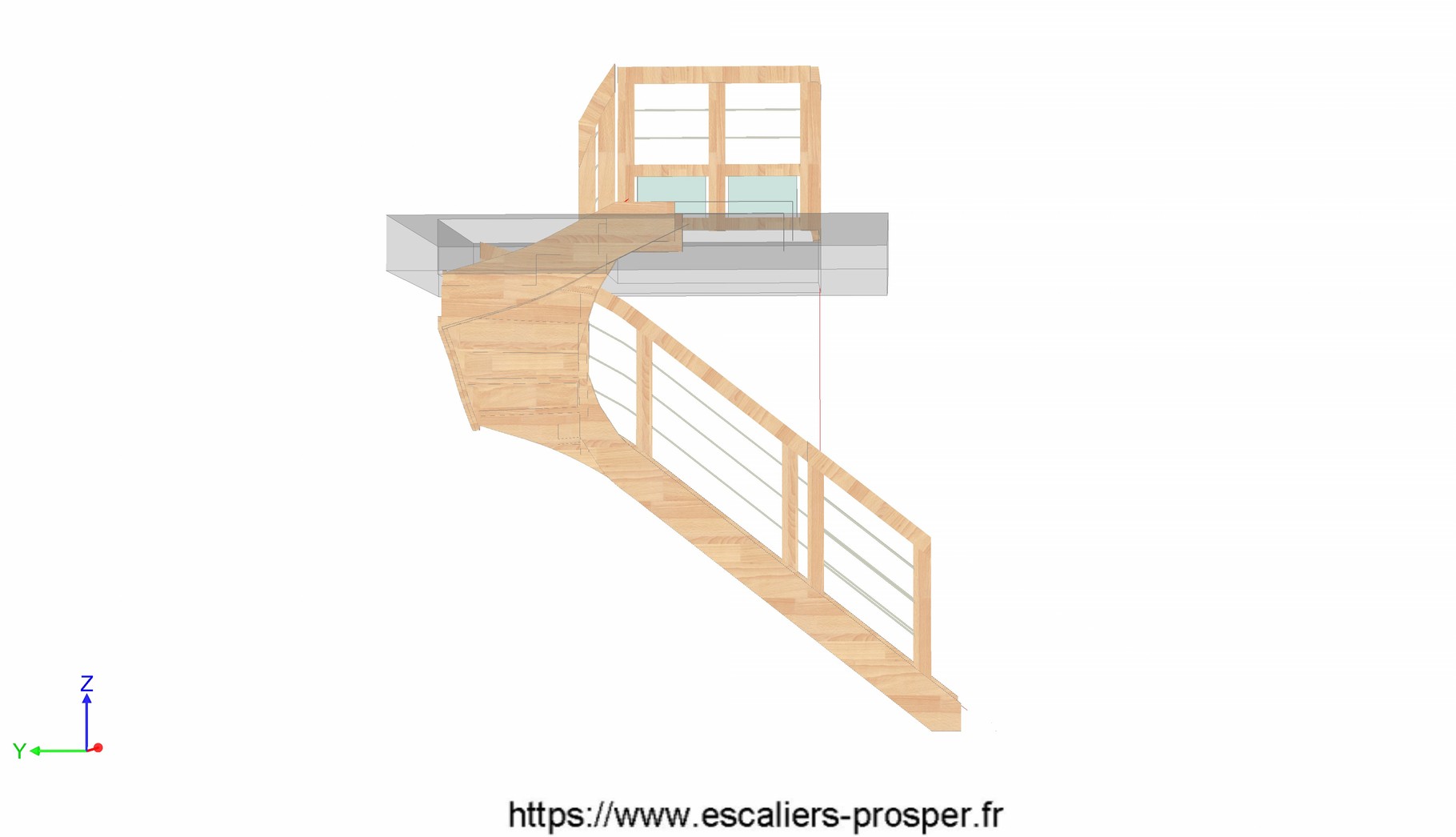 Escalier en U, à la Française (E14-327) - Escaliers-prosper ...