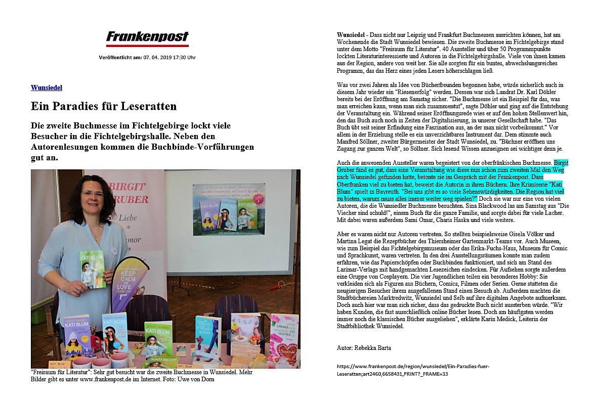 Pressemeldungen über Birgit Gruber Autorin - Birgit Gruber - Autorenseite