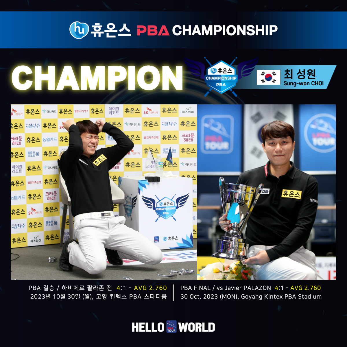 〈BD〉チェソンウォン（初）／キムガヨン（6回目）。日本勢最高位は森雄介9位タイ。PBA/LPBA第5戦終了 - ビリヤードデイズ