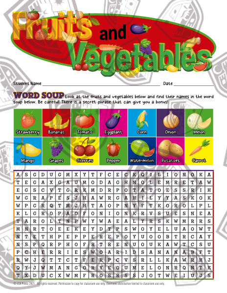 Fruits and Vegetables Activities [Worksheets] (Freebie!) - LCA Press, Inc.