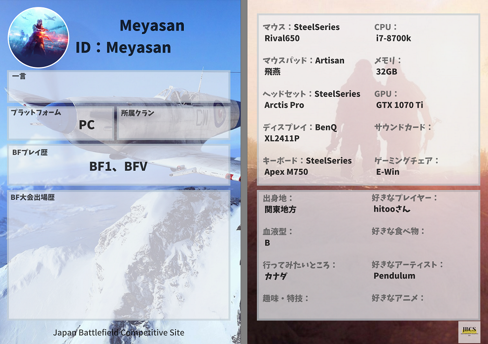 meyasan - Japan Battlefield Competitive Site