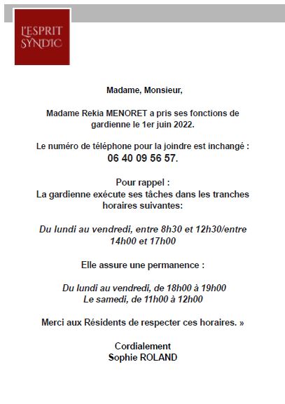 Notes Syndic - Résidence le Clos de la Tour - Verneuil sur Avre