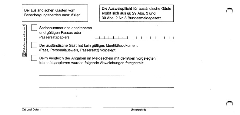 Meldeschein & Kurbeitrag - Zimmerbelegung Hotel Spessart Bad Orb