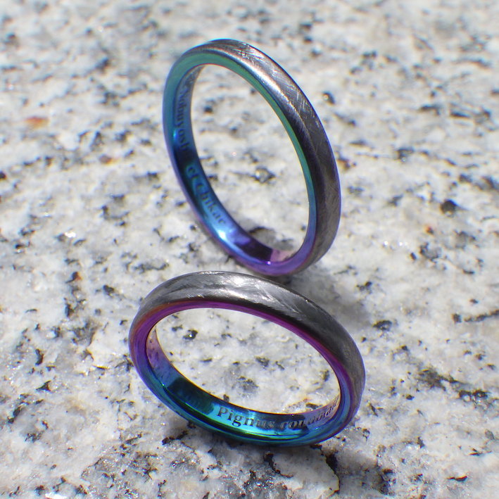 Vivid colors by anodized film, Tantalum & Zirconium wedding rings ...