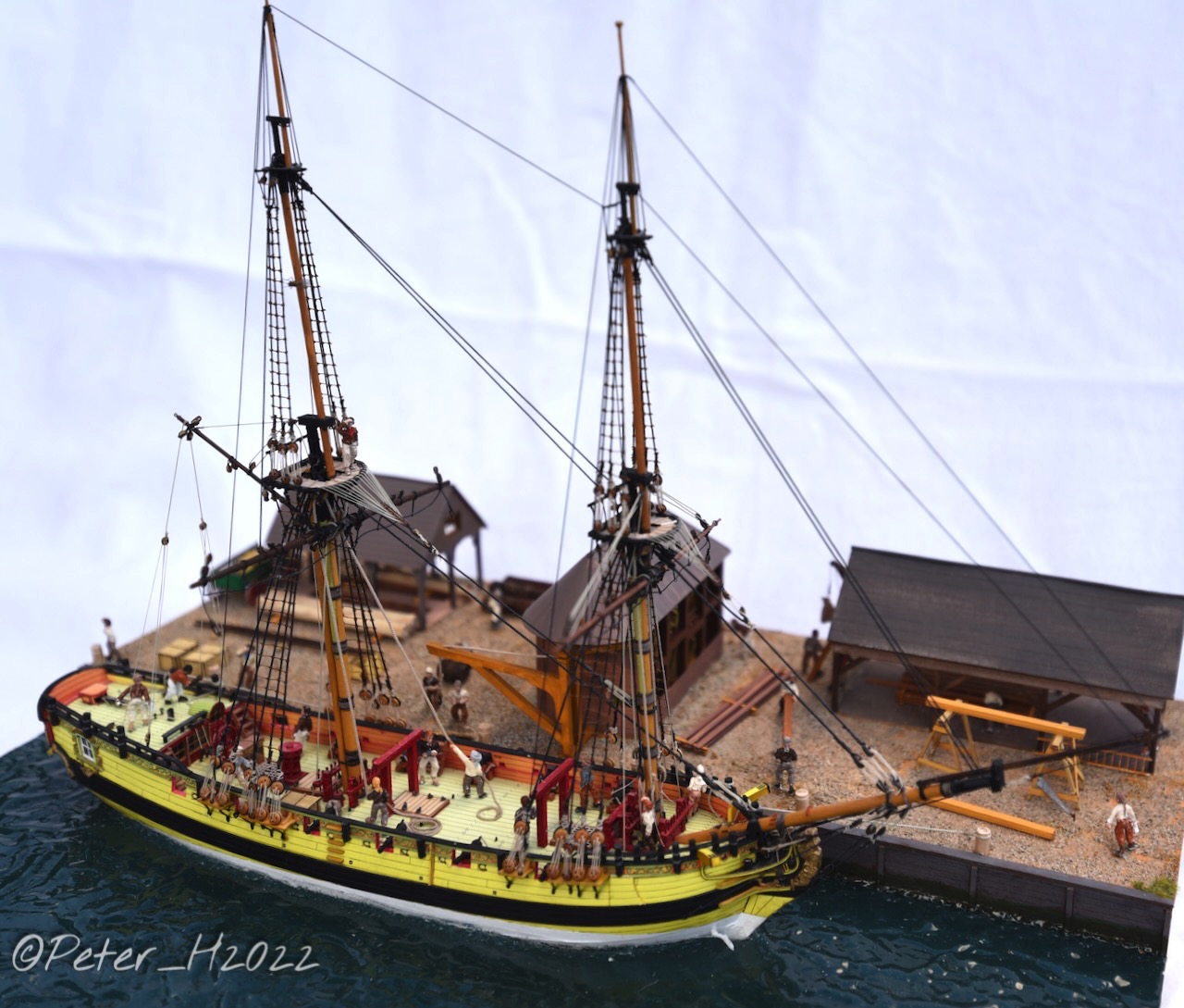 HM Sloop Wolf am Werftquai Port Chatham um 1760 1:96 - mein-modellbaus ...