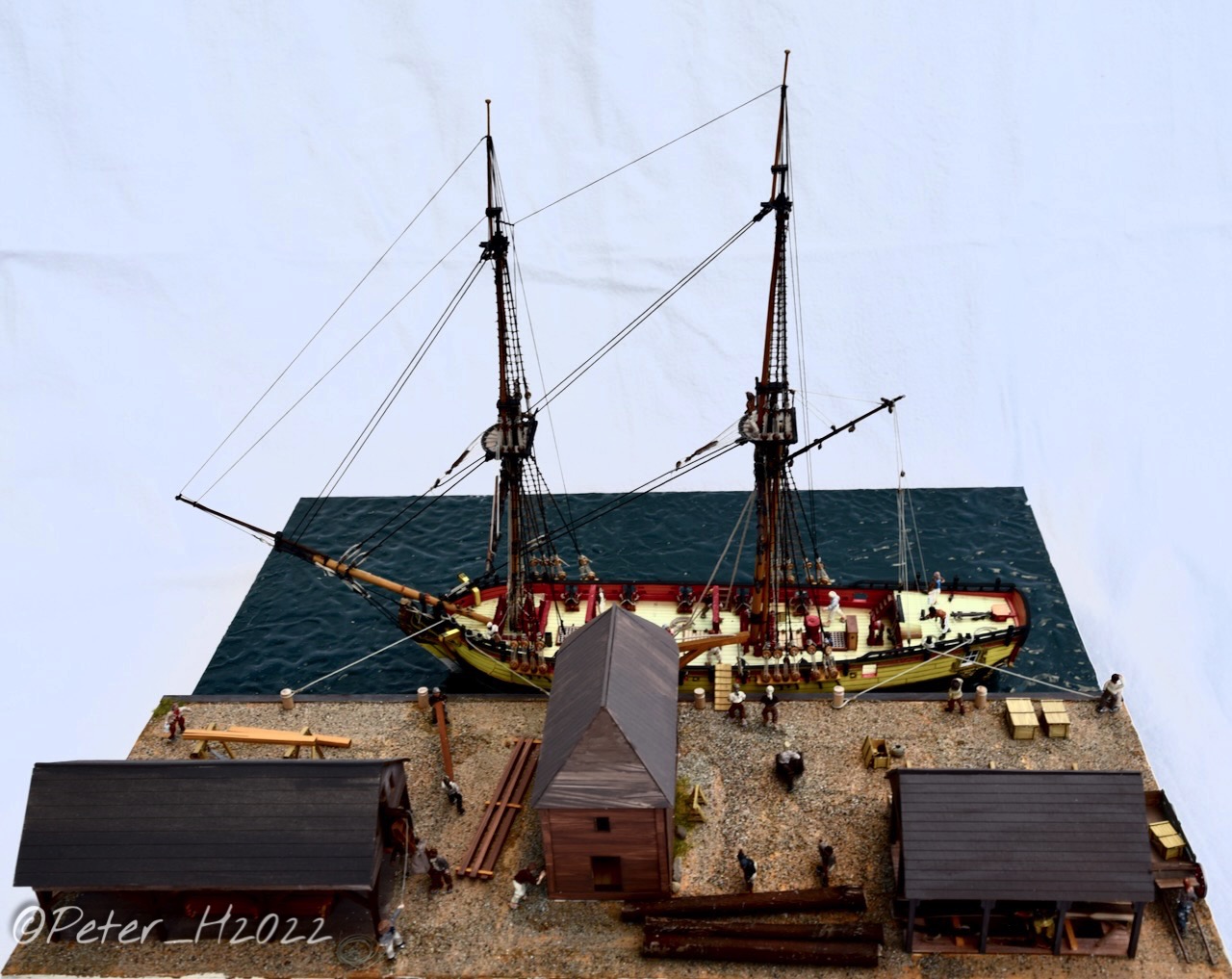 HM Sloop Wolf am Werftquai Port Chatham um 1760 1:96 - mein-modellbaus ...