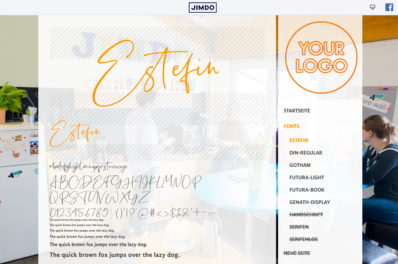 Eigene Fonts auf Jimdo-Webseiten einbinden - Testseite - externe Fonts