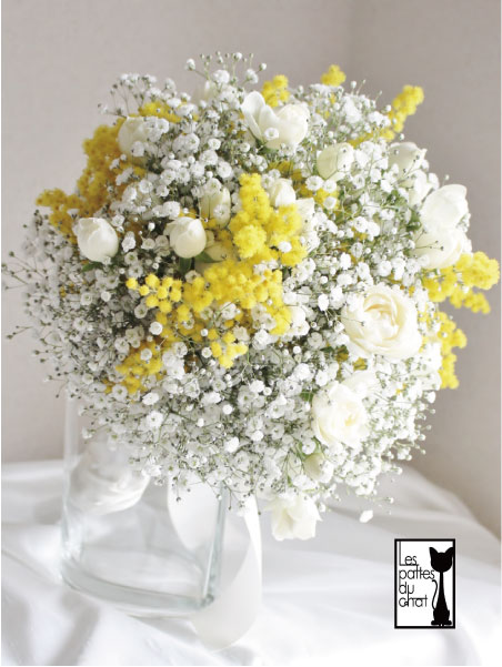 yellow&white/春風のブーケ②/ミモザ/かすみ草 味わい深かっ yellow&white/春風のブーケ②/ミモザ/かすみ草 味わい深かっ