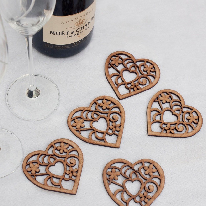 80mm Wooden Heart Table Decorations - rustic-charm