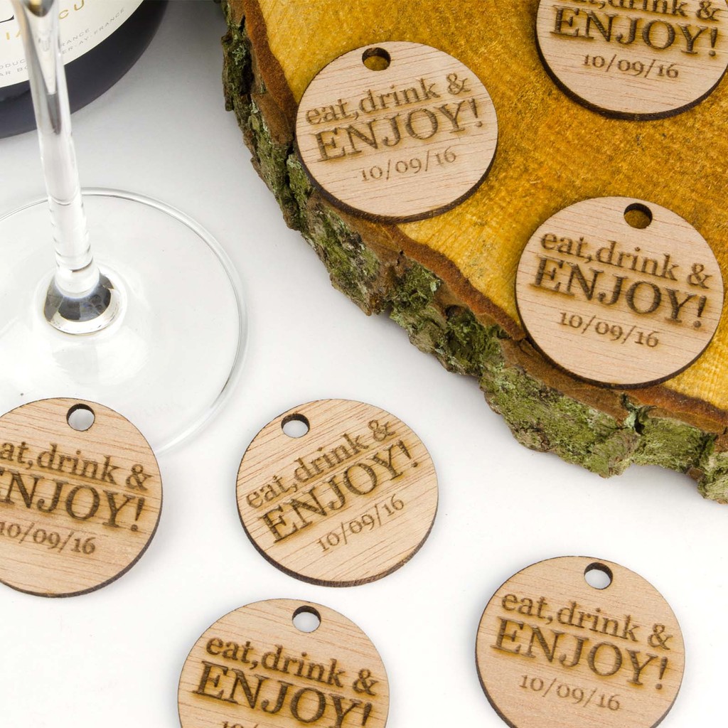 Personalised Rustic Wooden Drink Tokens - Round Chip/Disc - rustic-charm