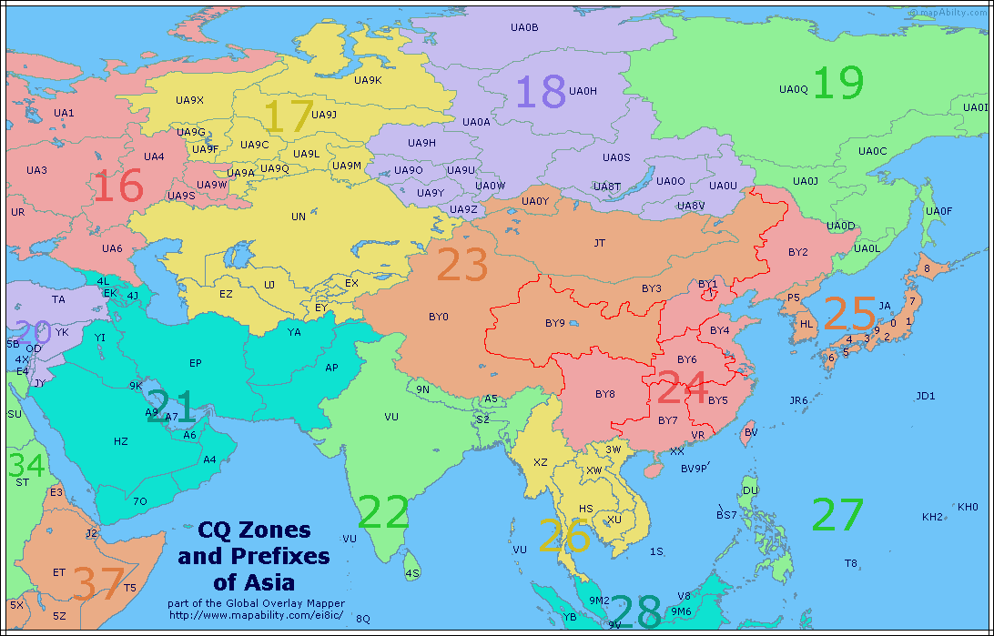 CQ Zone World Map - IV3XUX Ham Radio Station. 73's & DX