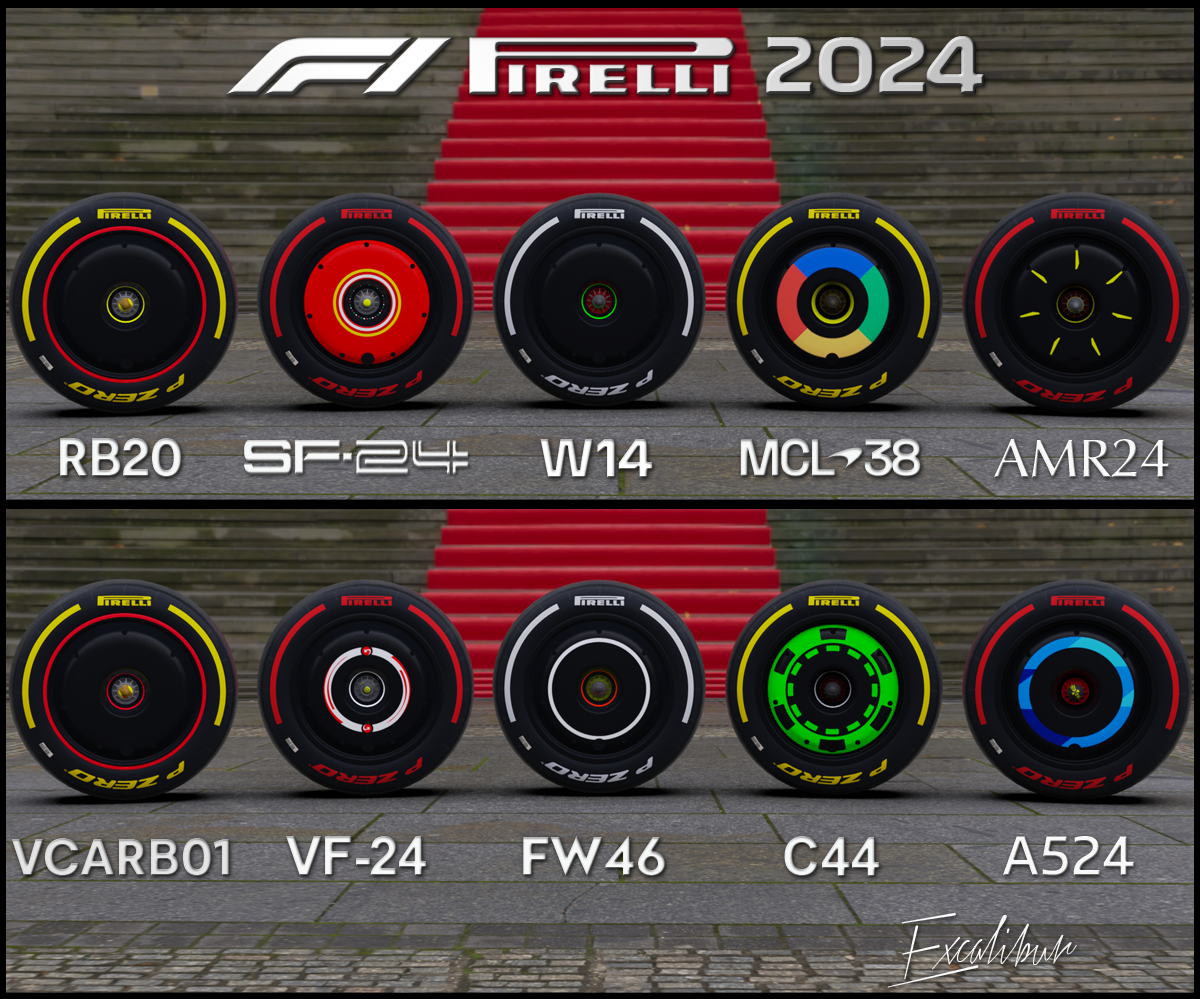 F1 Pirelli 2024 -Tyres & Rims - gp4racing