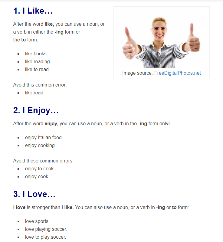 Likes and interests - English ninth grade