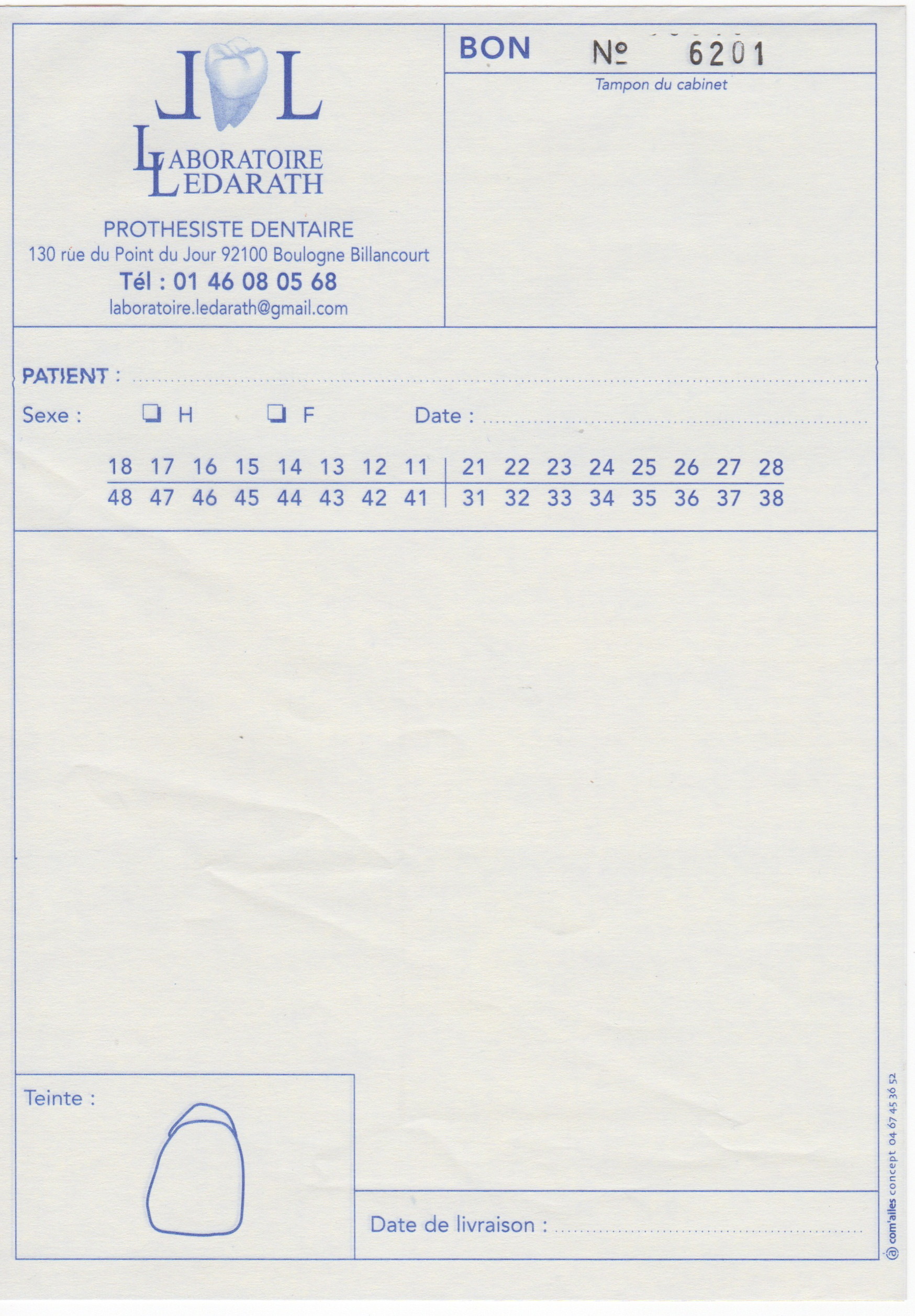 Fiche de travail - Prothésiste dentaire - Boulogne Billancourt