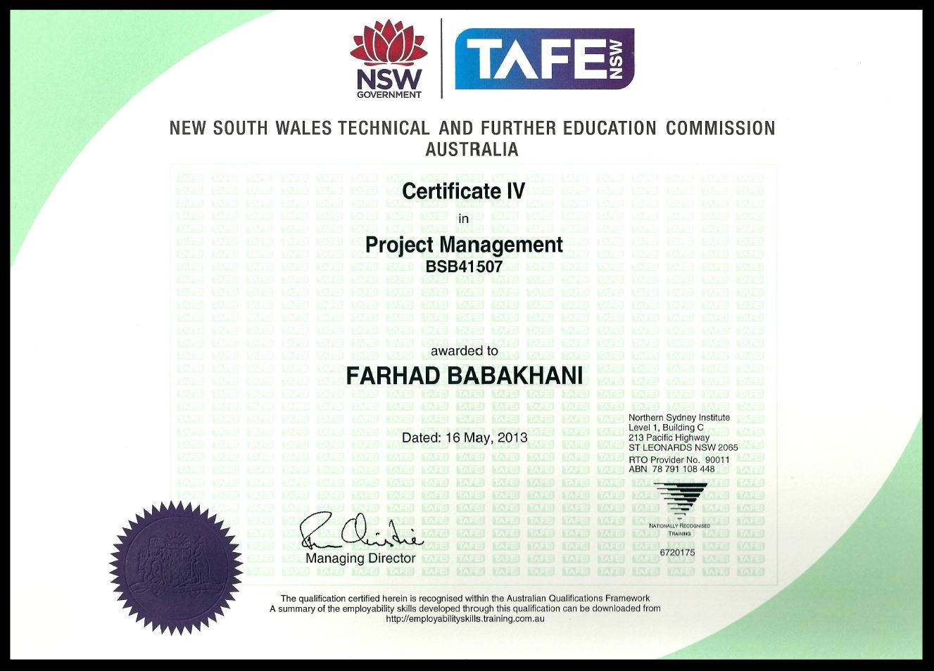 Project Management Certificates - farhadbabakhani