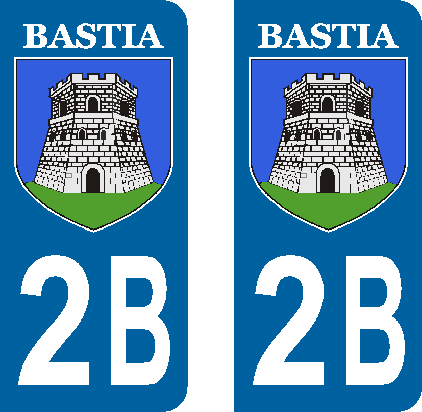 BASTIA - stickers pour plaques immatriculation, adhésifs logos régions,