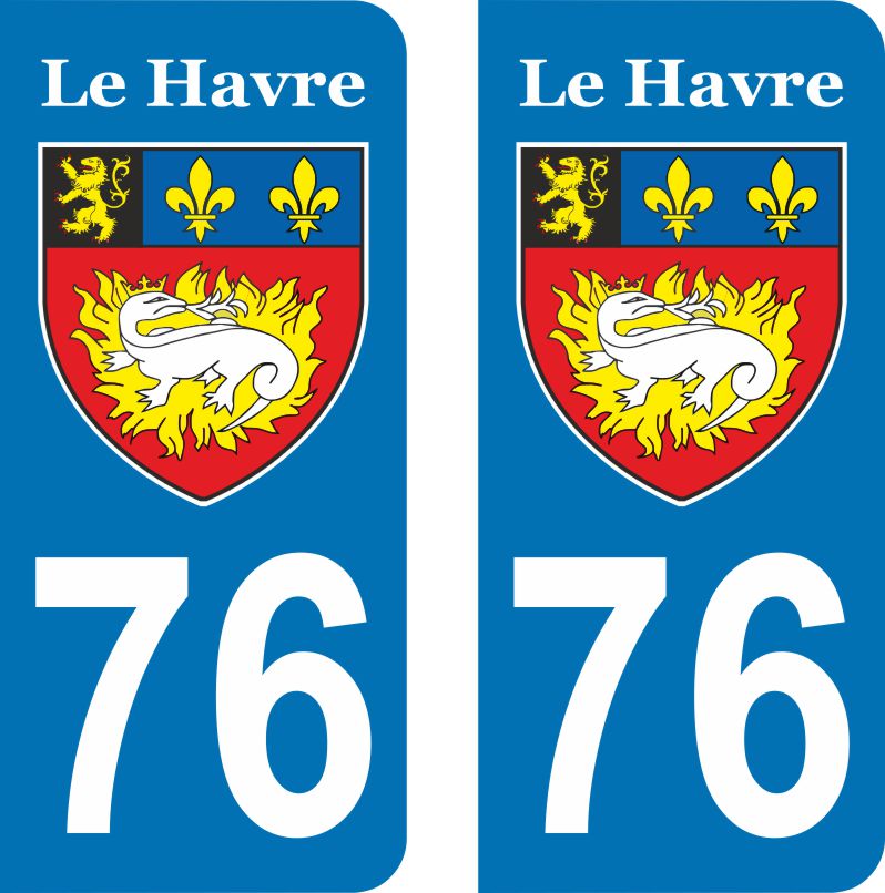 Lot de 2 stickers ville " Le Havre " - stickers pour plaques ...