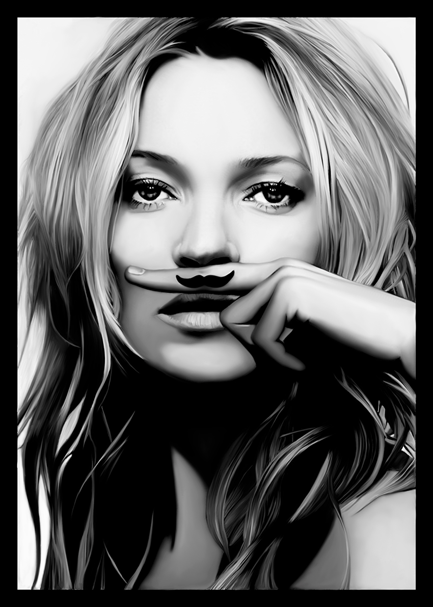 kate moss moustache - Ilustraciones originales, dibujos y fotografías ...