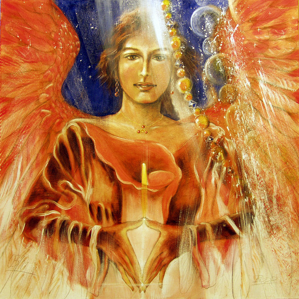 Engelbild Erzengel Jophiel gemalt Leinwand-Kunstdruck - Onlineshop ...