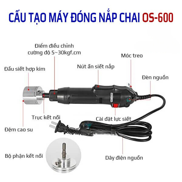 Máy đóng nắp chai cầm tay OS-600 - Chiết Rót Đóng Chai