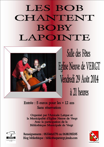 Concert Bobby Lapointe - Bibliotheque de Vergt 24380