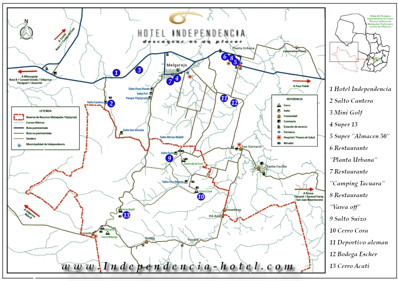 Mapa de la Colonia Independencia - Hotel Independencia su hotel en paraguay