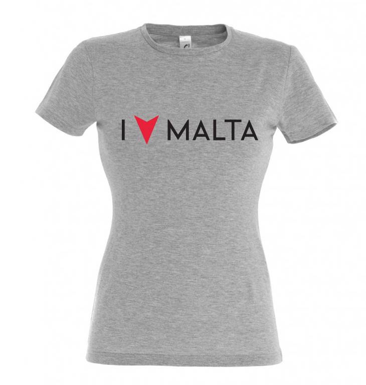 Women's I Love Malta Tshirt - Grey Marl - Malta Souvenirs - Worldwide ...