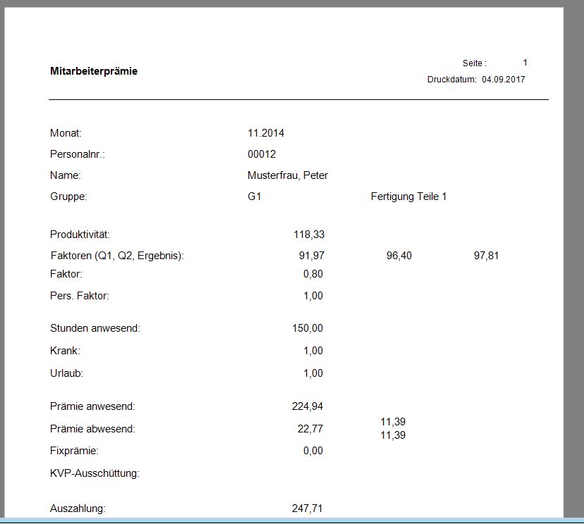Prämienlohn - PFS System Wetter Unternehmensberatung