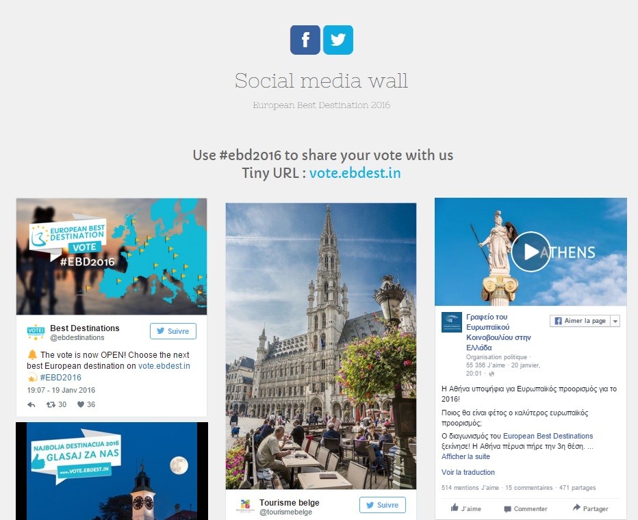 Social media wall - Europe's Best Destinations