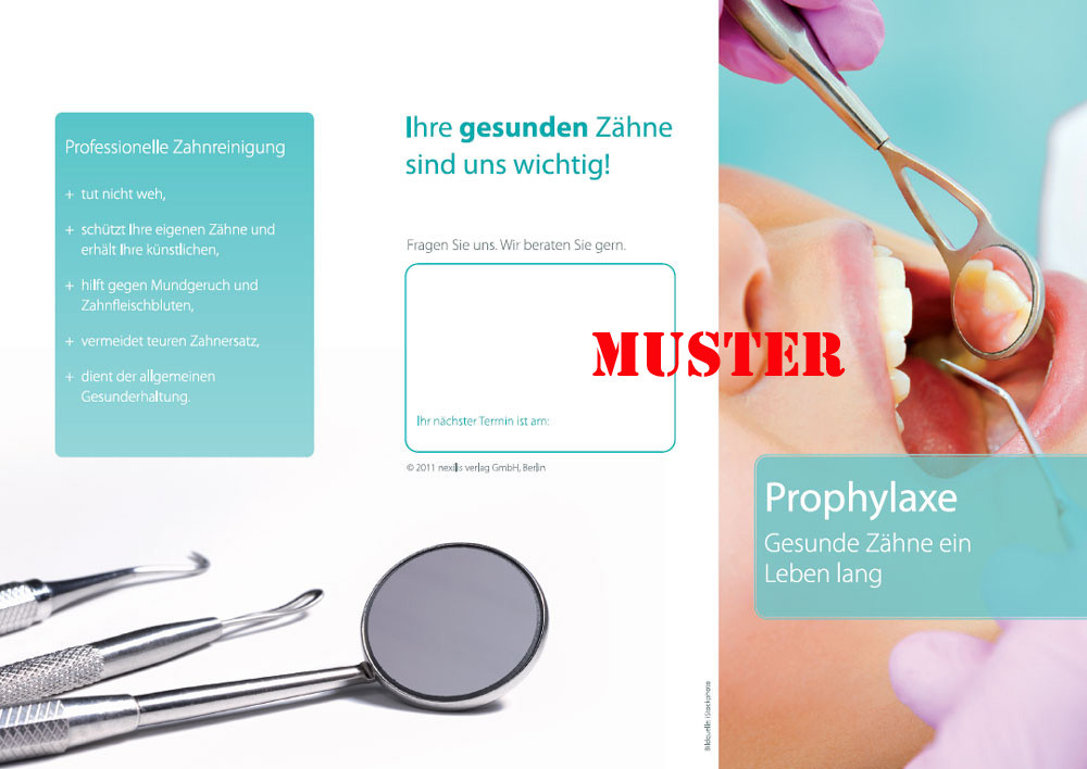 Patientenflyer Lesemuster Zahnmedizin - NEXILIS Dentalshop Recallkarten ...