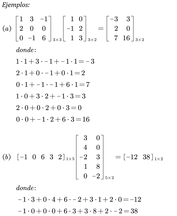 Operaciones con matrices - Matemática Informática y Educación