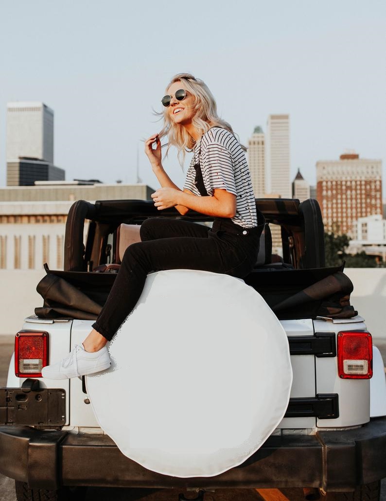 Couvre-roue uni blanc - Capote pour cabriolet et cache-roue de secours 4x4