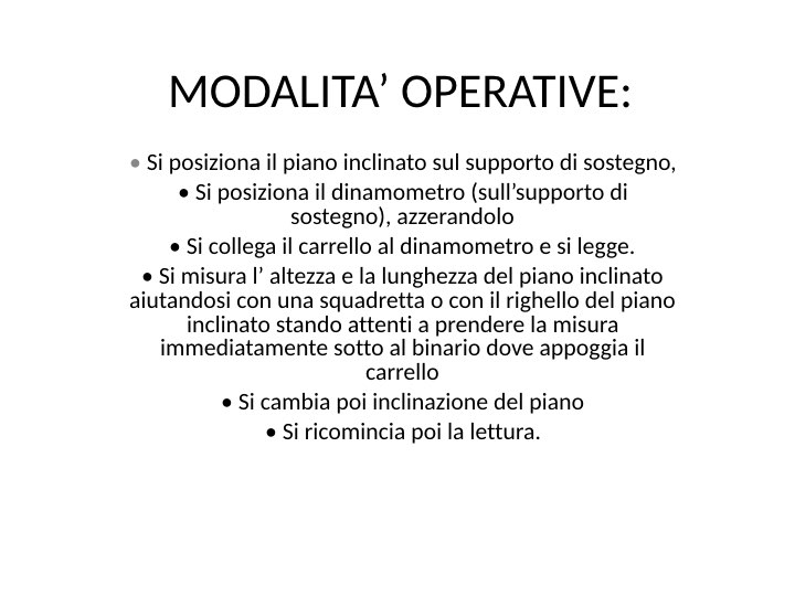 Laboratorio piano inclinato - Benvenuti su studiarefisica!