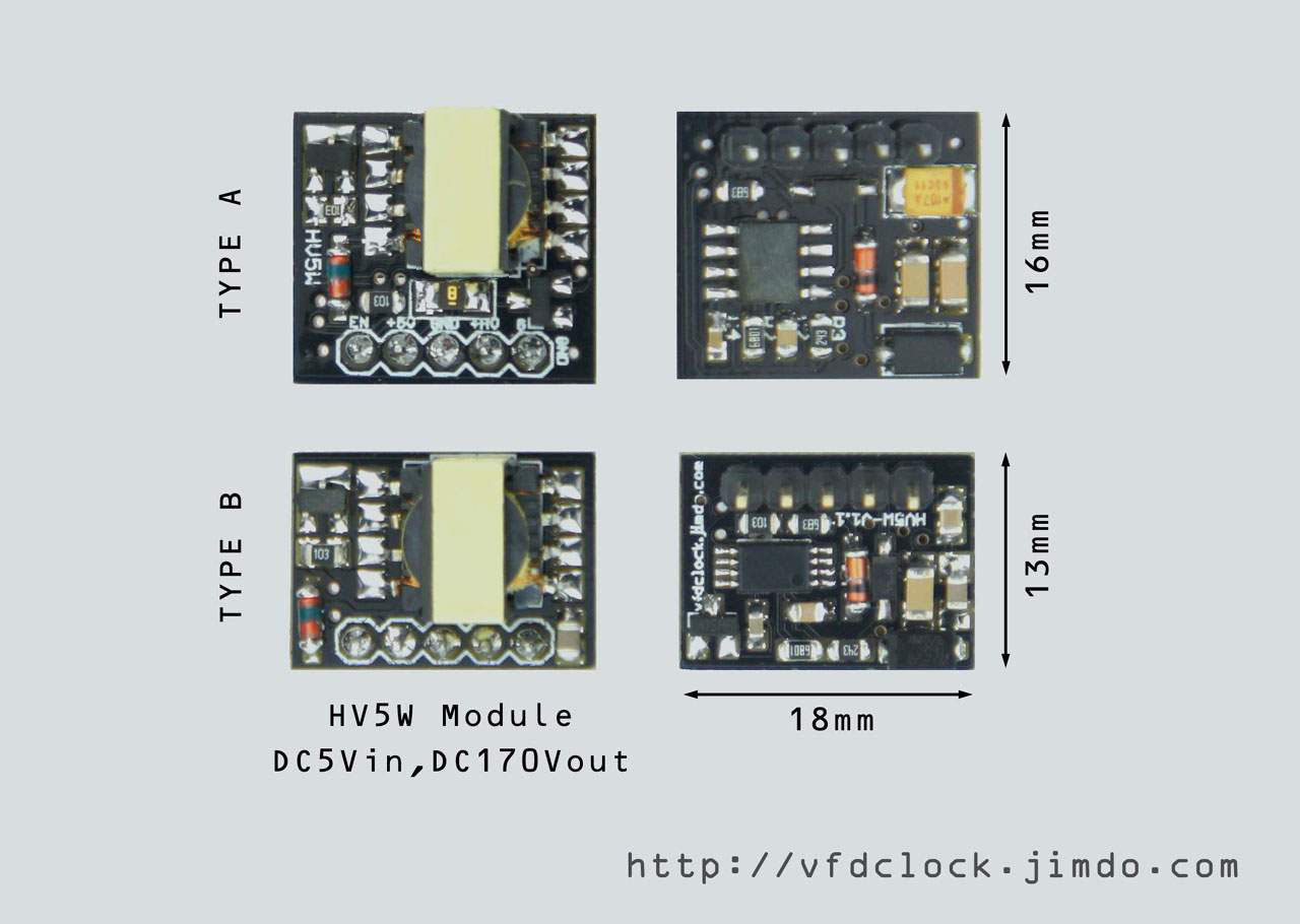 New-HV5W NIXIE High Voltage Module,5V DC in,170V DC out - VFDCLOCK-电子制作网