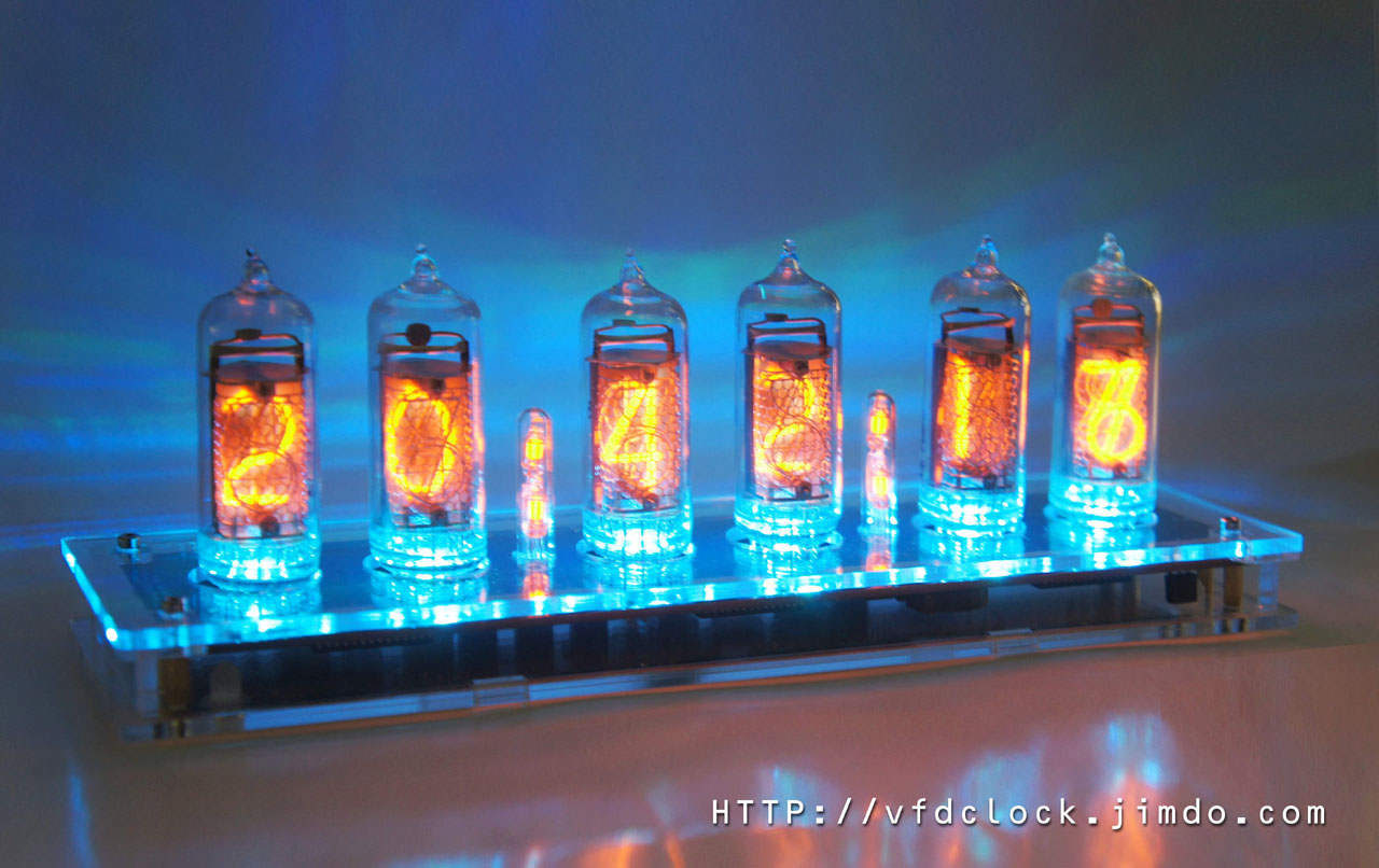 New-Plug-able IN-14 6-tube NIXIE clock with glass tube middle dots and ...