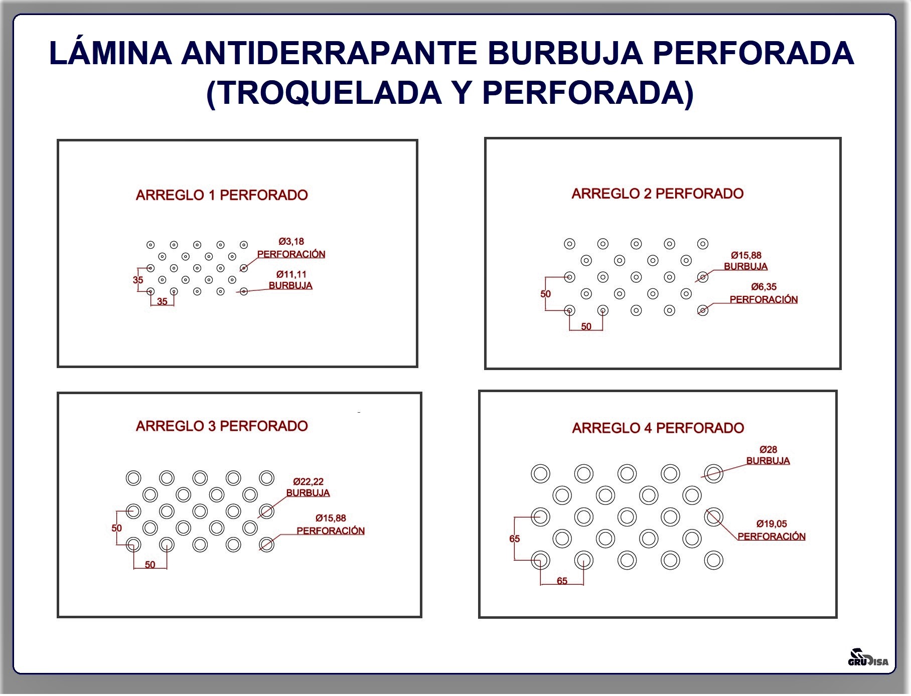 LÁMINA ANTIDERRAPANTE TROQUELADA Y PERFORADA (BURBUJA PERFORADA ...
