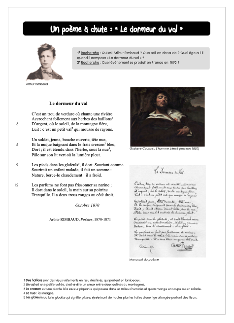 Arthur Rimbaud, "Le dormeur du val - Site-compagnon du cours de Français