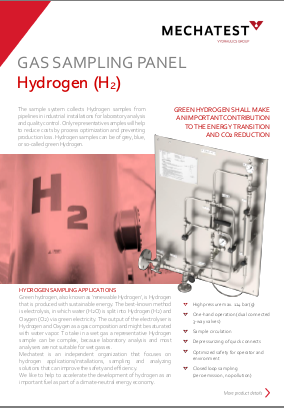 HYDROGEN (H2) SAMPLING AND MEASUREMENT - Mechatest Liquid and Gas ...