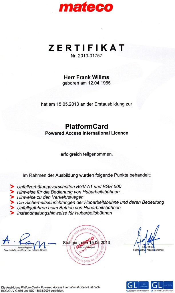 Unsere Glasreiniger haben an speziellen Schulungen für die Bedienung ...