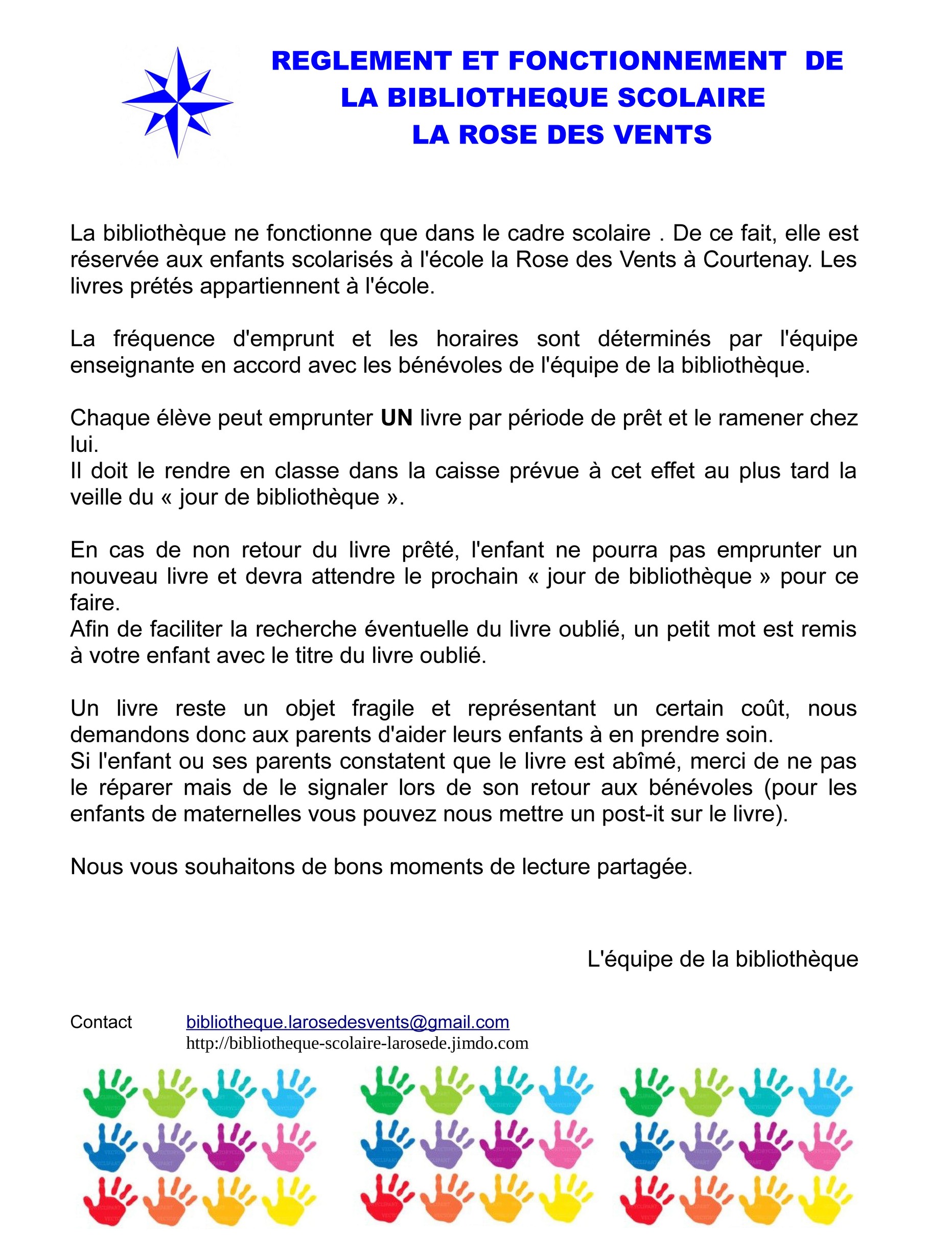 Règlement - bibliothèque scolaire la rose des vents
