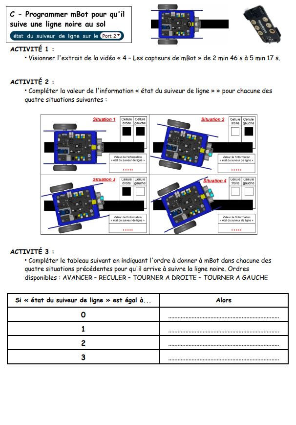 PROBLÉMATIQUE 2 : Programmer un robot pour qu'il soit autonome dans ses ...