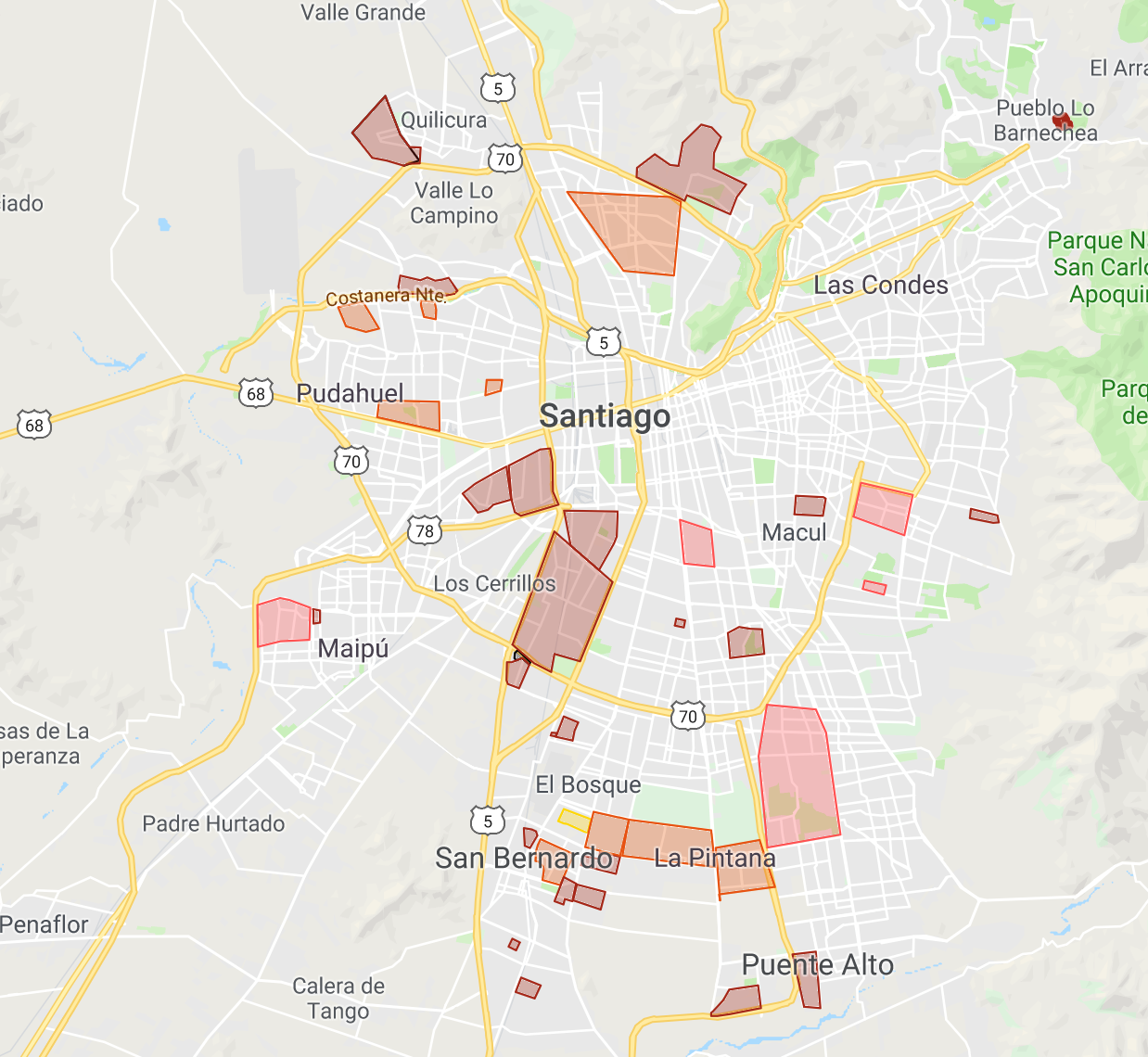 ZONAS ROJAS 2019 - Página web de rutasantiago