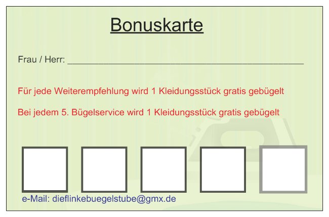 Bonuskarten - dieflinkebuegelstubes Webseite!
