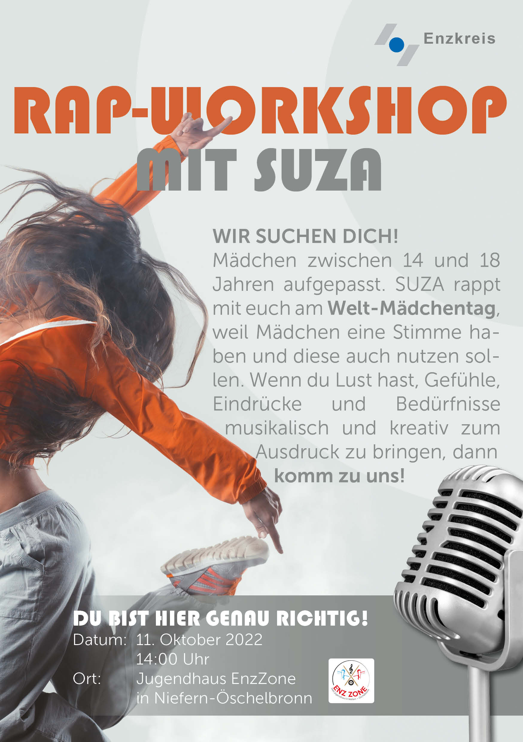 SAVE THE DATE: WELTMÄDCHENTAG 2022 - Rap Workshop für Mädchen am 11.10.2022 - Enz Zone ...