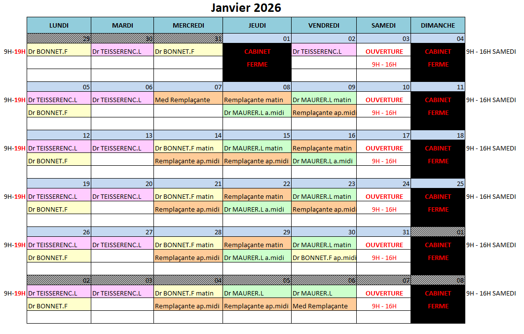 Planning des Médecins - Site de cabinetmedicaldesecoles