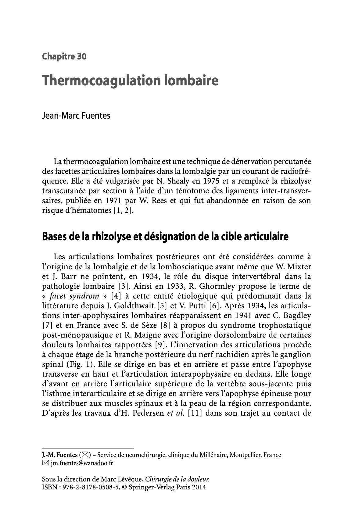La thermocoagulation lombaire - Neurochirurgien Marseille Aix-en-Provence