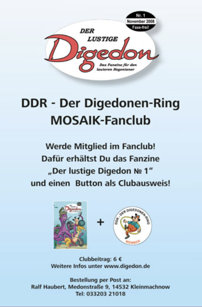 Dig Dag Digedag & Runkel - Hannes Hegen MOSAIK Fanzine DIGEDON