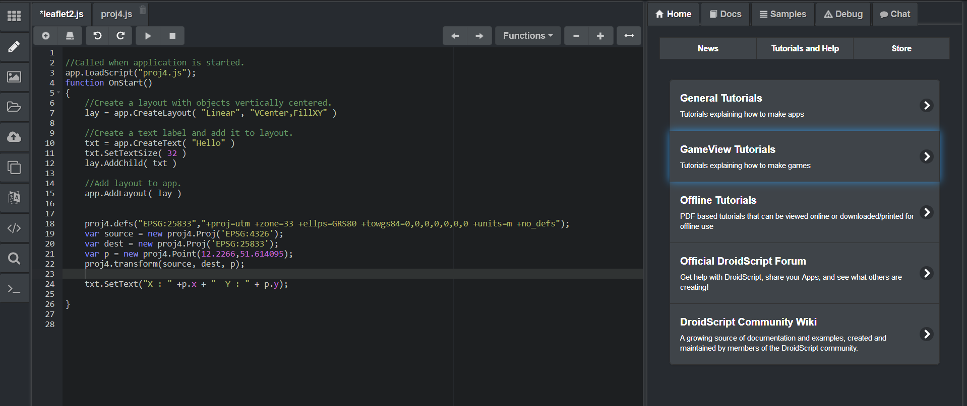 DroidScript - BricsCAD Import & Export von Geodaten